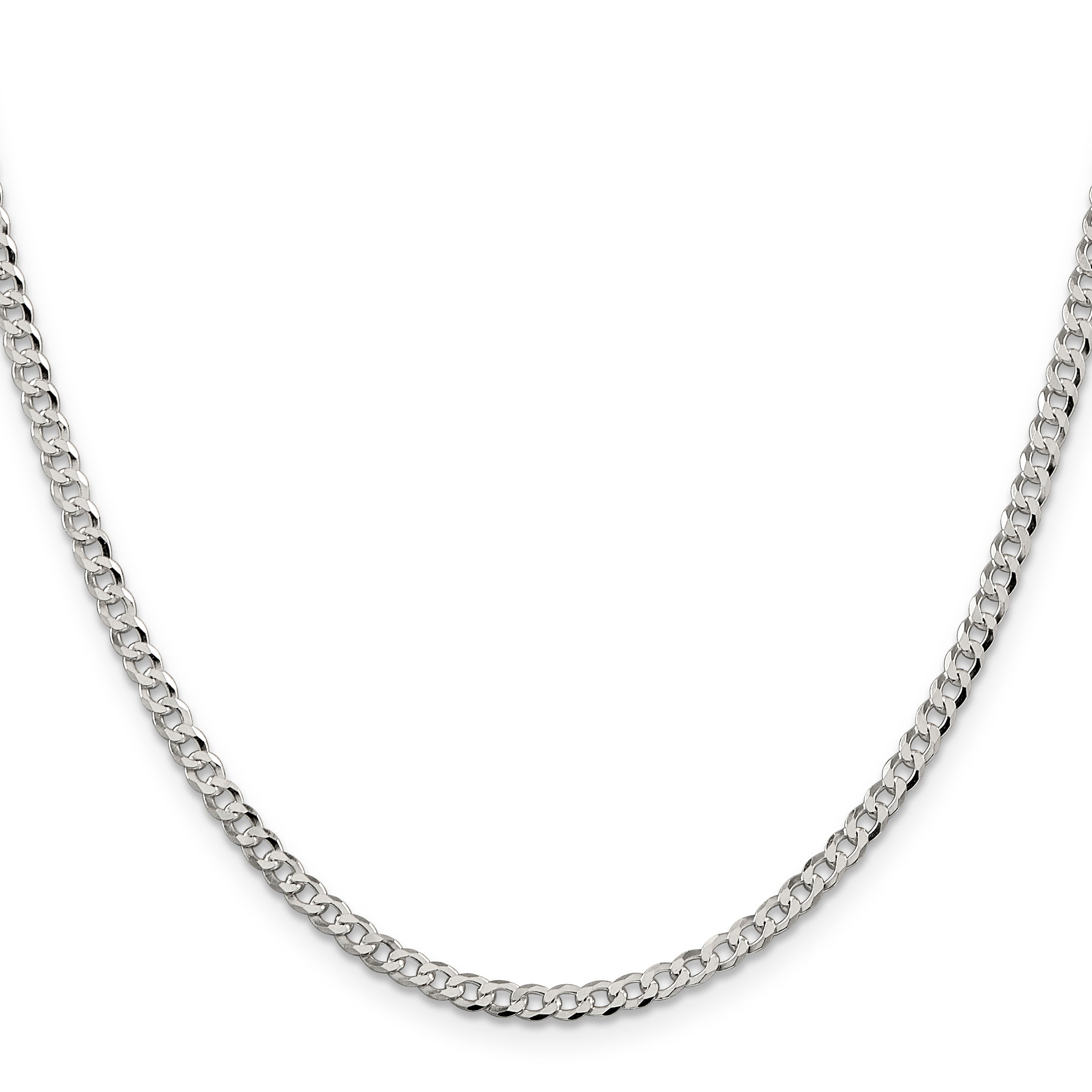 30 Inch Sterling Silver 3.2mm Beveled Curb Chain Necklace – goldia.com.au