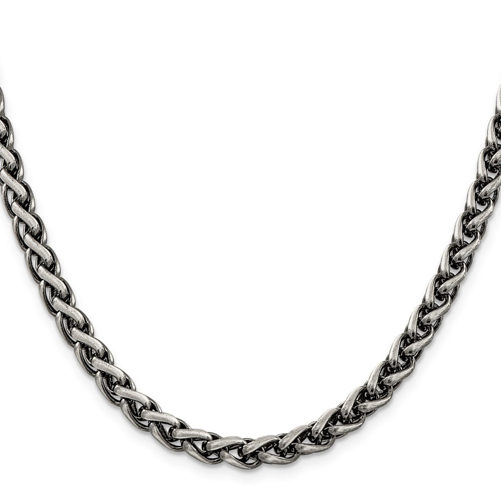 26 Inch Sterling Silver Antiqued 6mm Round Spiga Chain Necklace (QFC143 ...