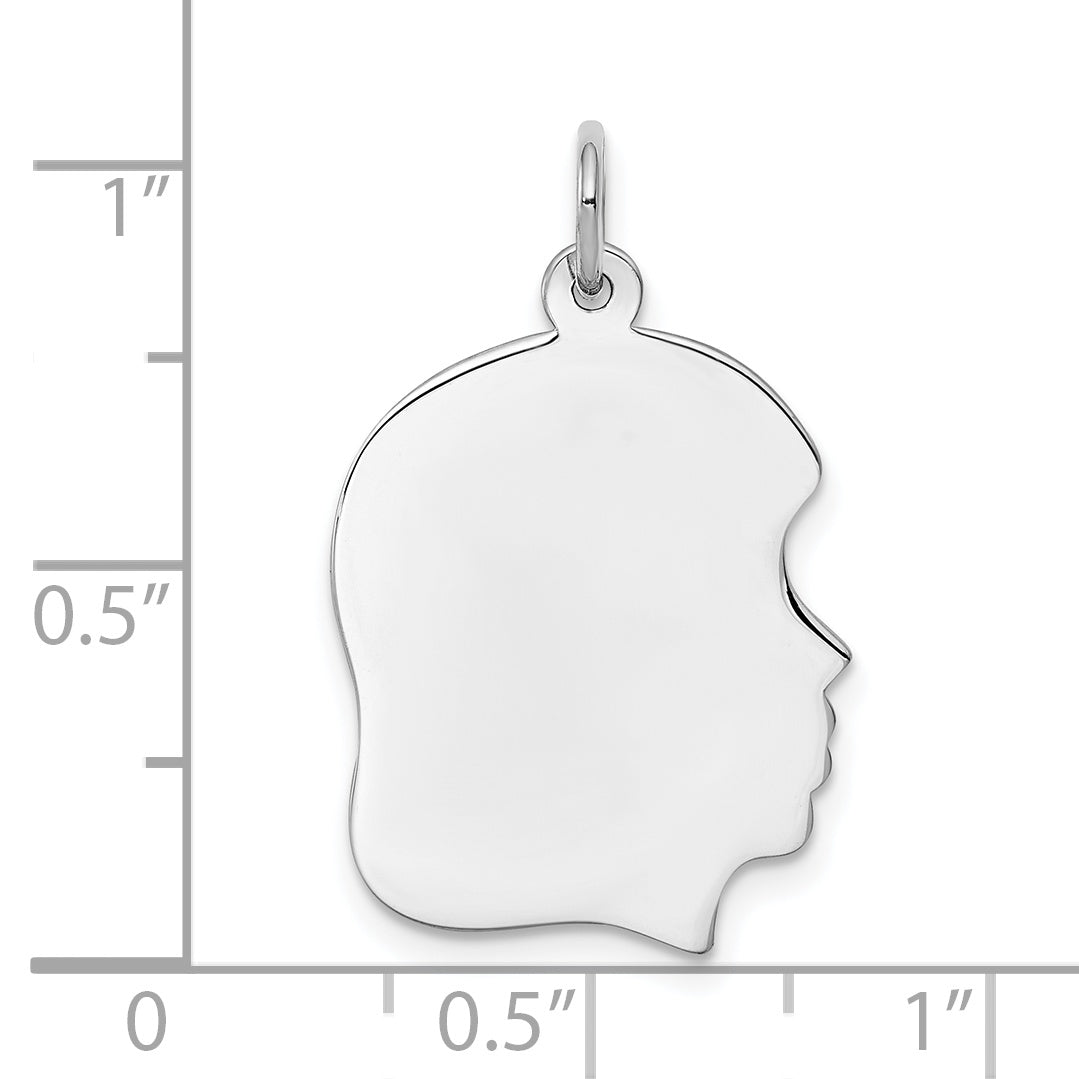 Sterling Silver Rhod-Plate Eng Girl Disc Charm Polish On Front/Back ...
