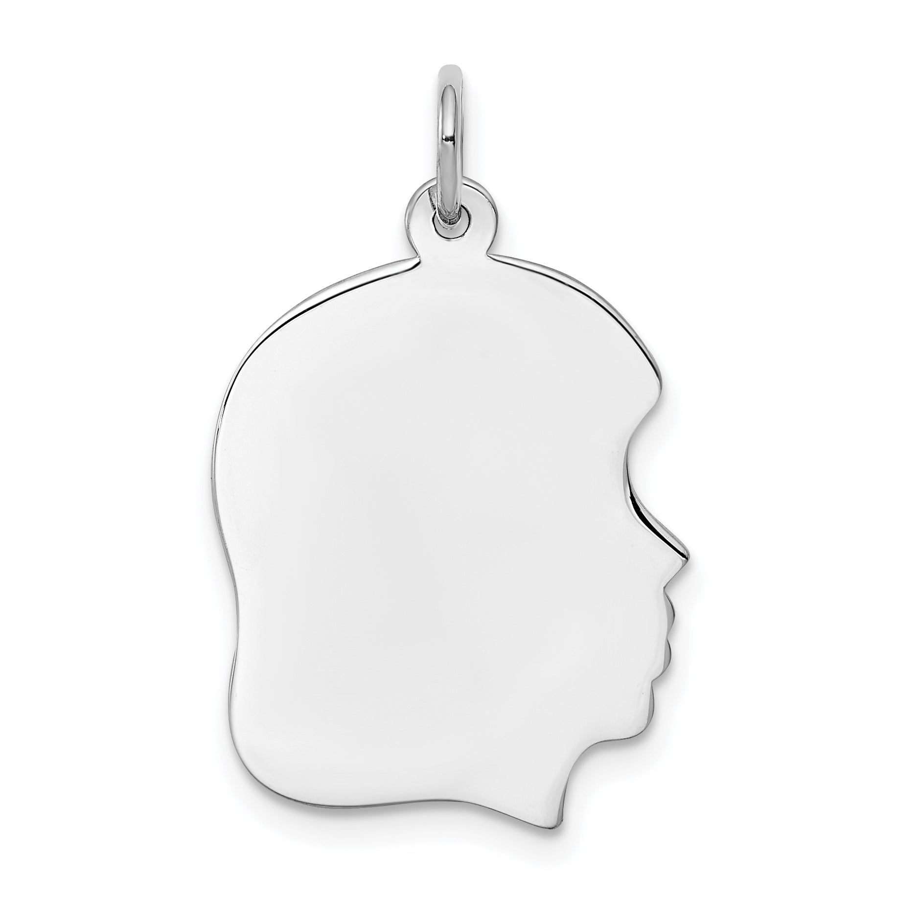 Sterling Silver Rhod-Plate Eng Girl Disc Charm Polish On Front/Back ...